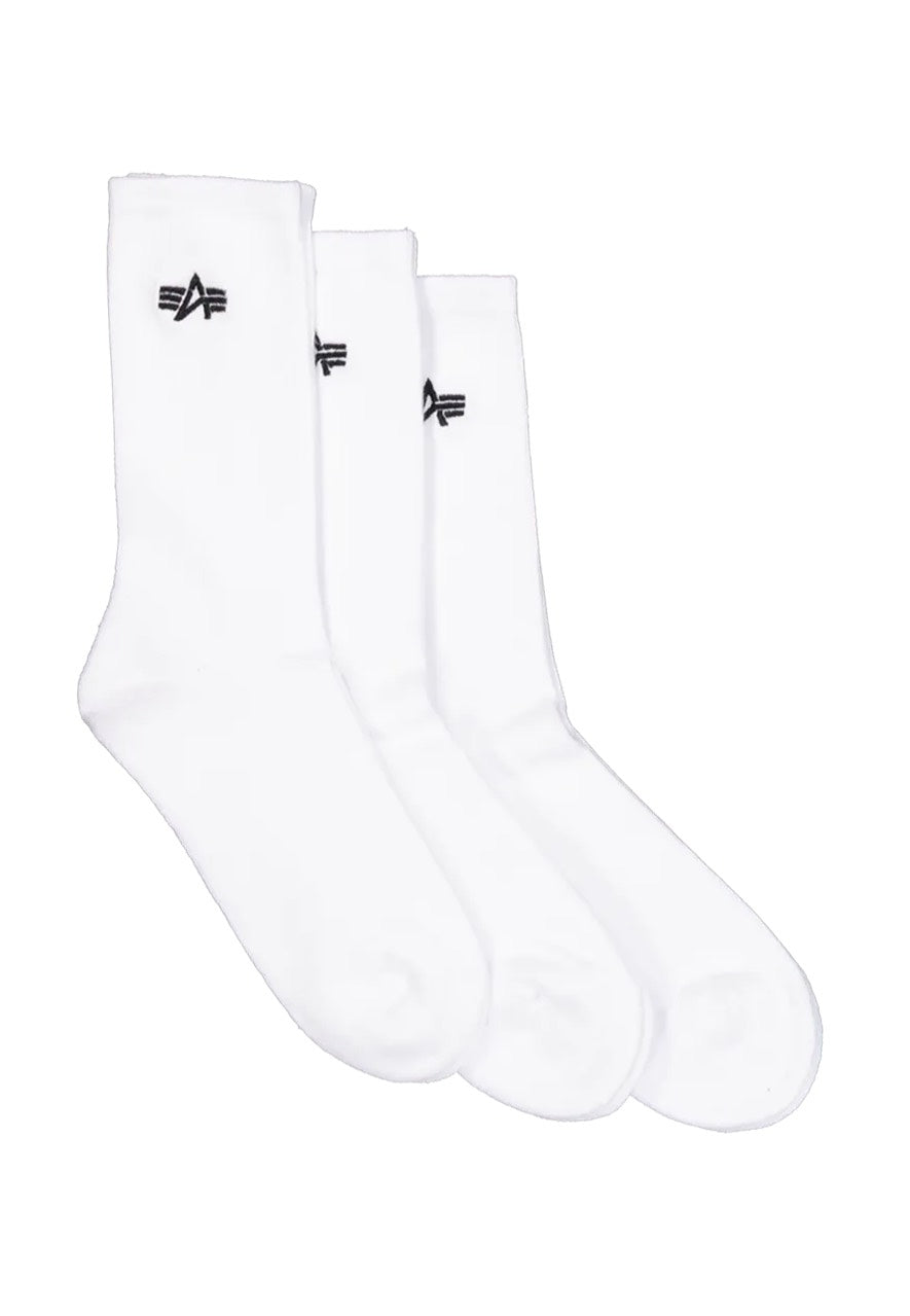Alpha Industries - Basic Pack Of 3 White - Socks | Nuclear Blast
