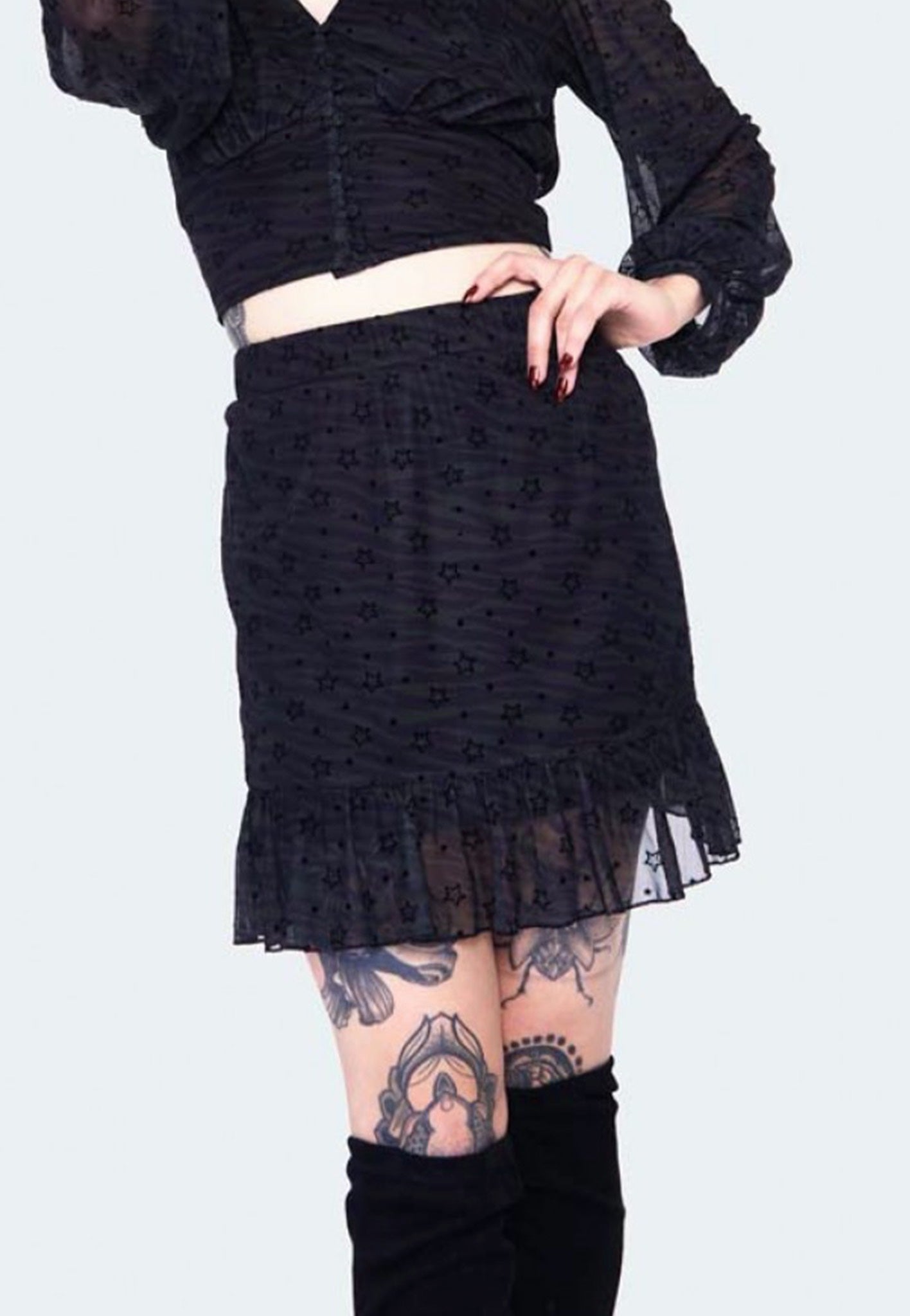 Jawbreaker - Dark Green Zebra With Stars Mini Green - Skirt | Nuclear Blast