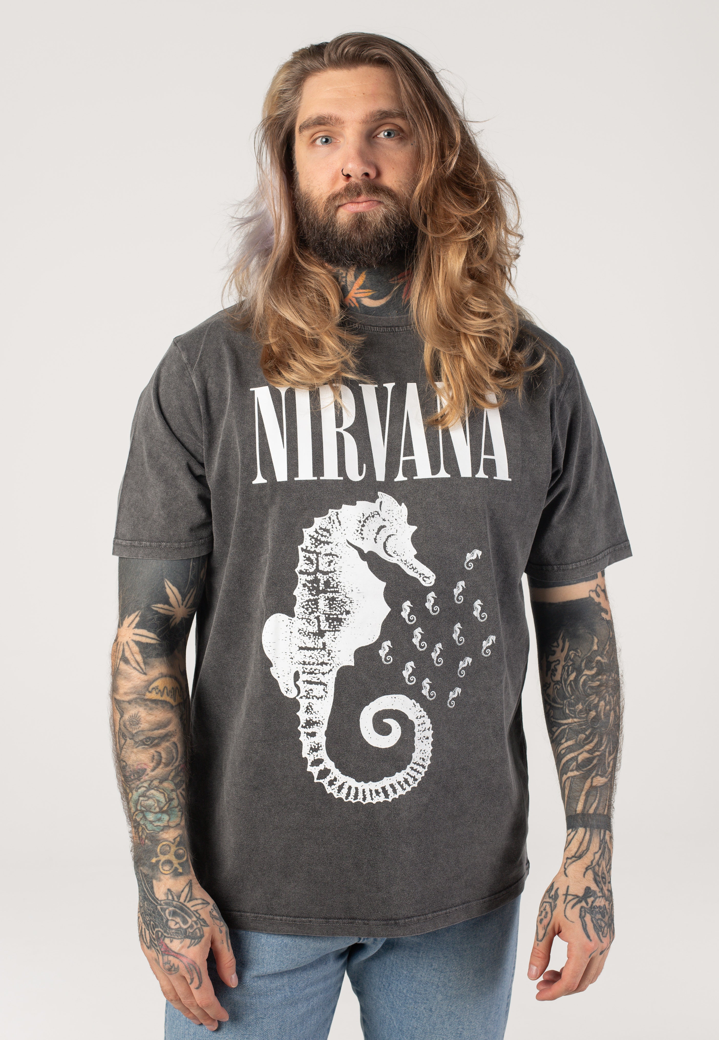 Nirvana - Seahorse Mono Logo Washed - T-Shirt | Nuclear Blast