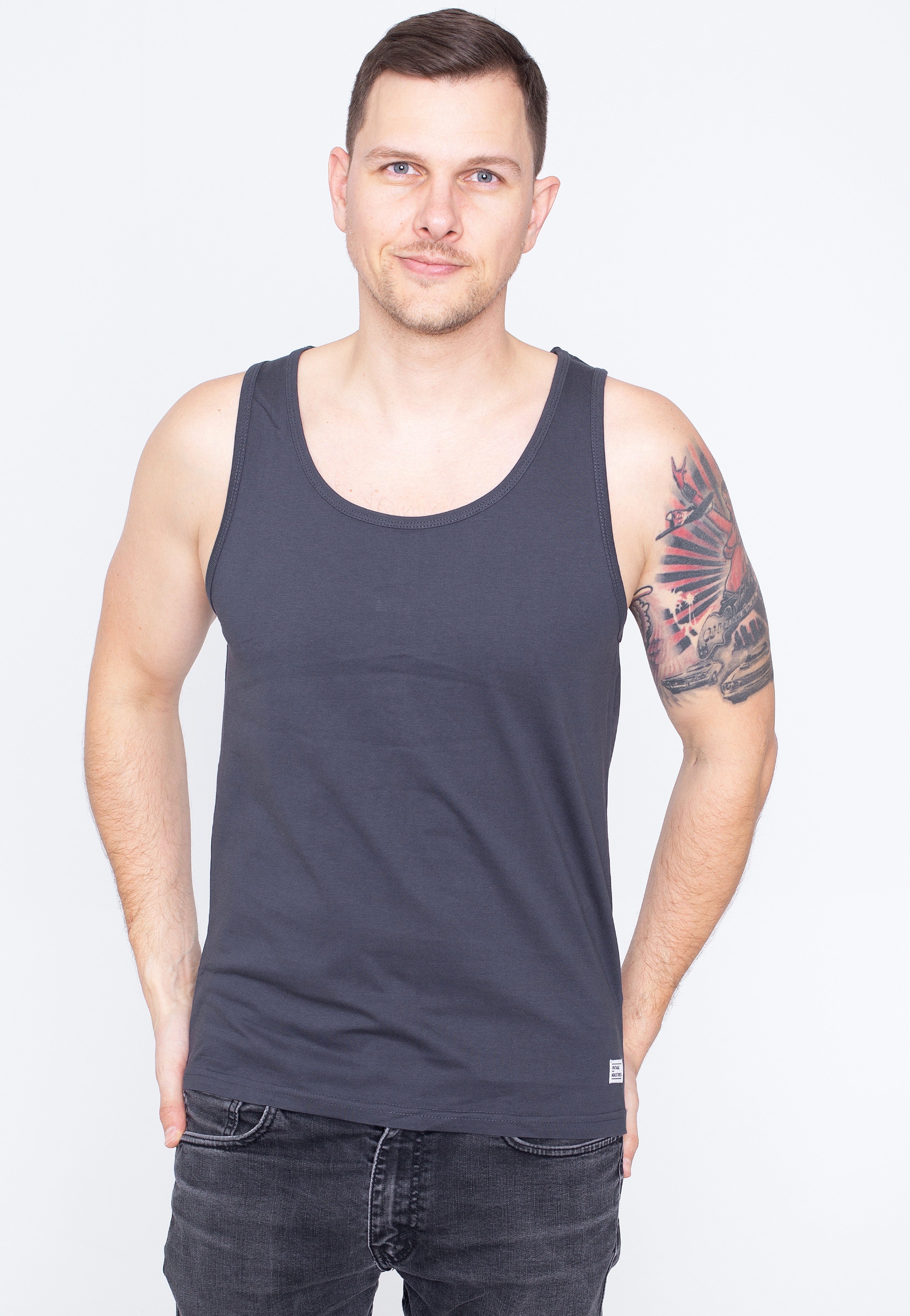 Vintage Industries - Cruzer Singlet Steel Blue - Camiseta sin mangas ...